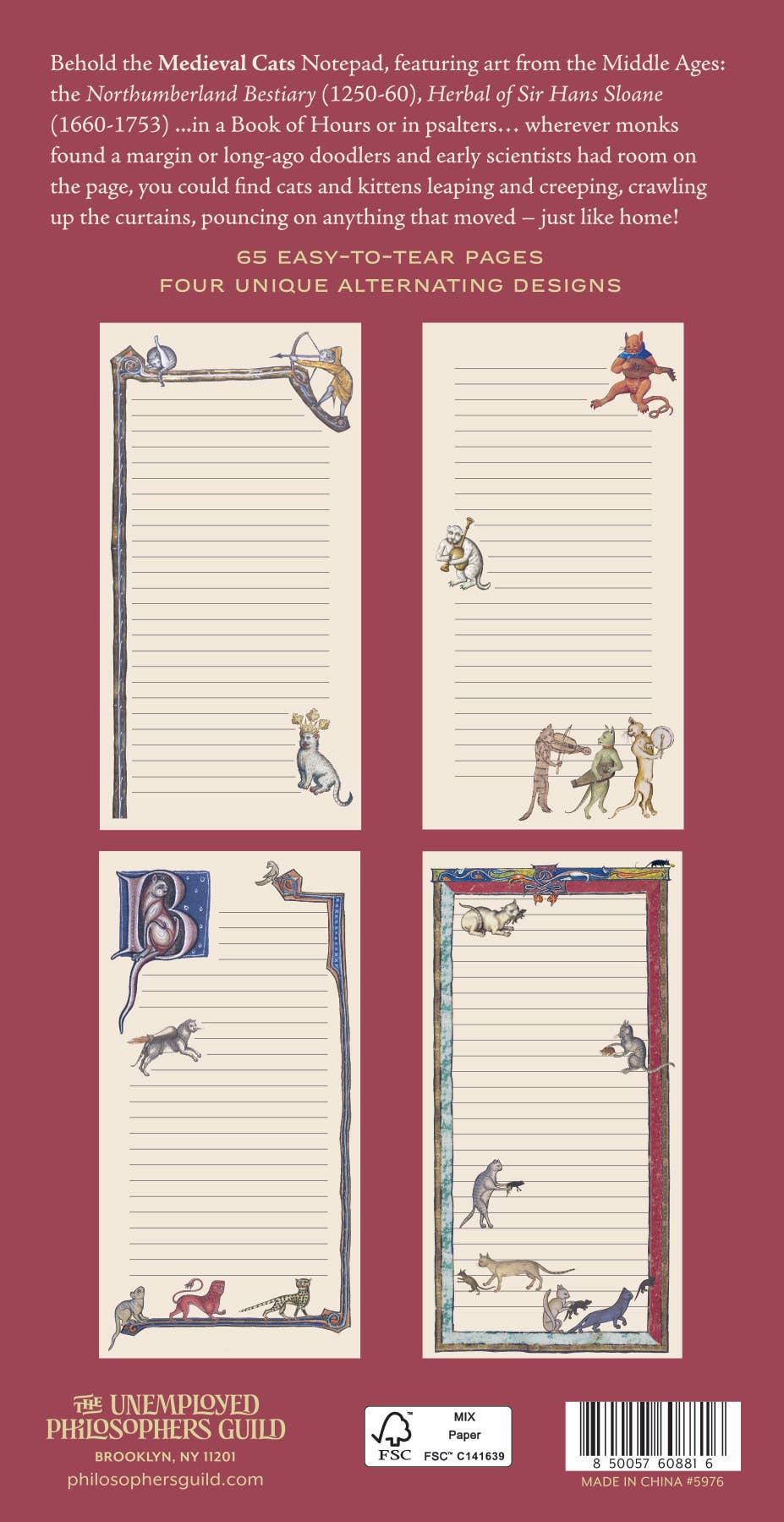 Medieval Cats Notepad BookGeek